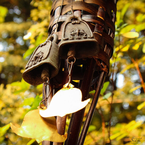 Bronze Buddhist Bell With Elephant Depicted for Zen Garden
