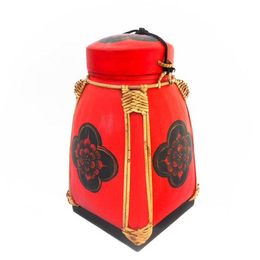 Hand Painted Bamboo Woven Rice Box