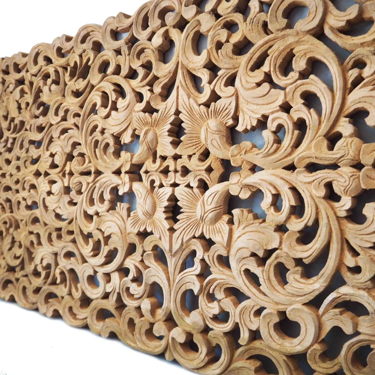 Wood Carving Bed Panel with Moroccan Design - Siam Sawadee